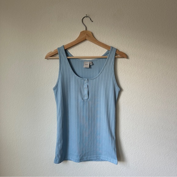 ICHI | Tops | Ichi Blue Ribbed Tank Top | Poshmark